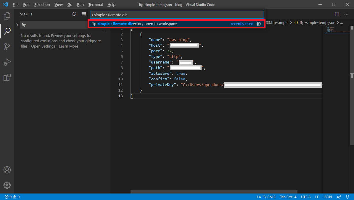 [Setting | VSCode] ftp / sftp 접속 | Opendocs Blog